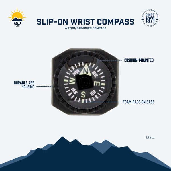 Sun Company Slip-on Wrist Compass - Mini Compass for Watch Band