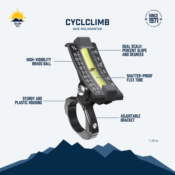 Sun Company CyclClimb - Handlebar Inclinometer for Bike or Bicycle