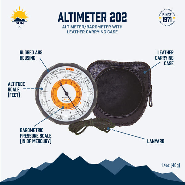 Sun Company Altimeter 202 - Pocket Altimeter and Barometer for Hiking